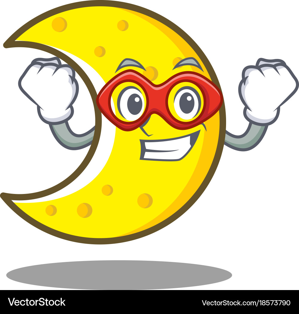 Super hero crescent moon character cartoon Vector Image