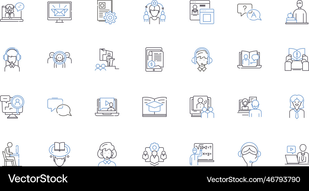 Teacher line icons collection mentor educator Vector Image