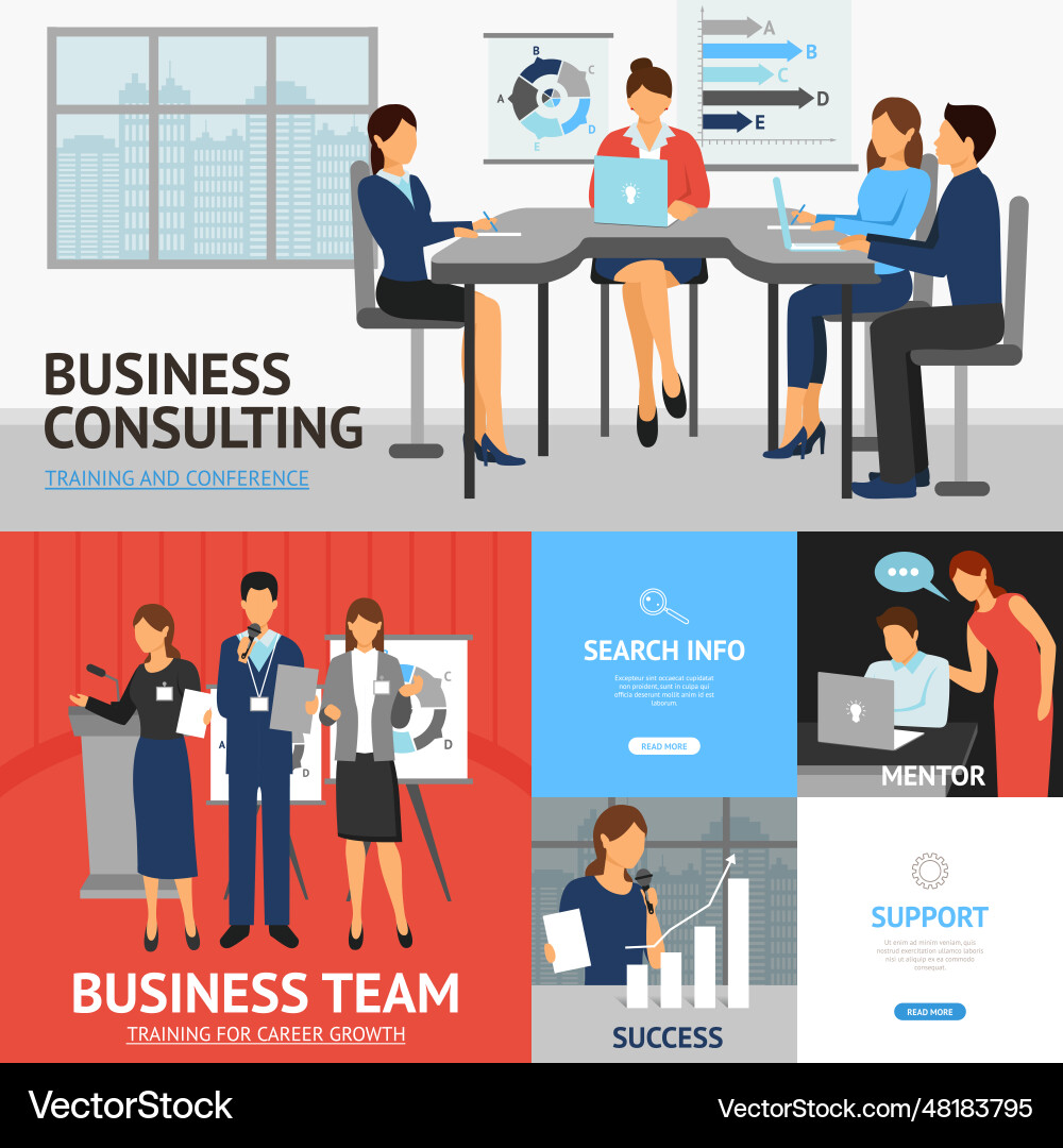 Banners set of business training Royalty Free Vector Image