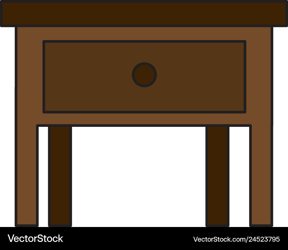 Bedside table in wooden isolated icon Royalty Free Vector