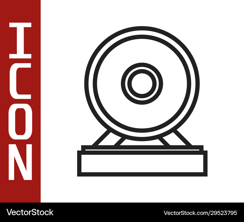 Black line gong musical percussion instrument Vector Image