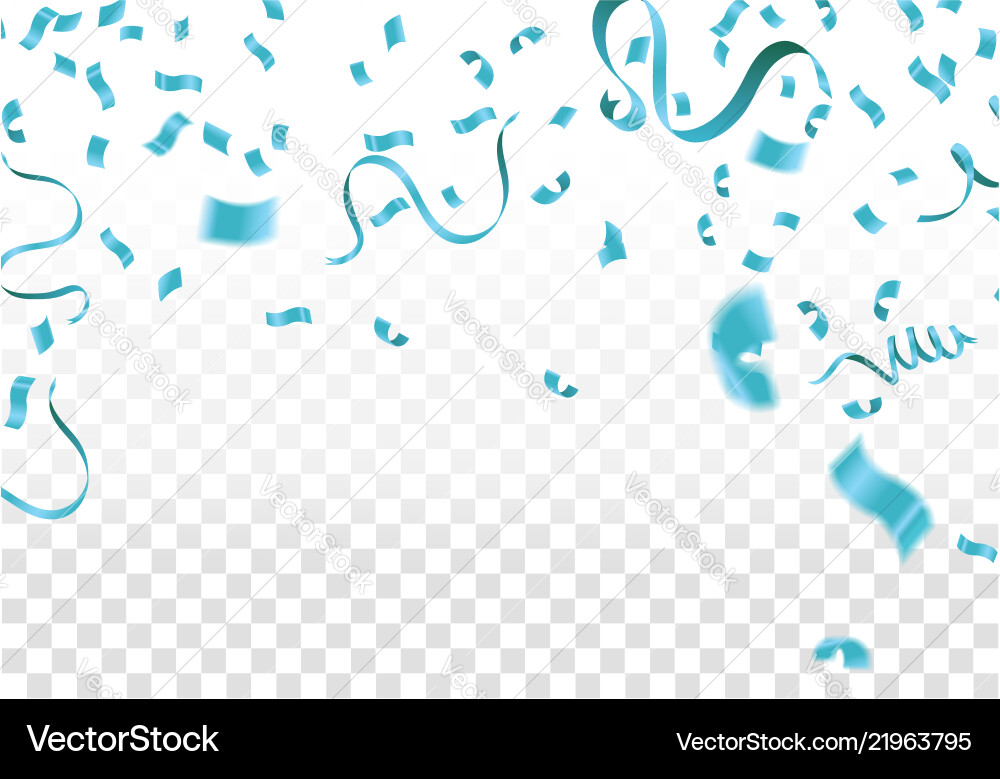 Blue ribbons with confetti isolated on white Vector Image