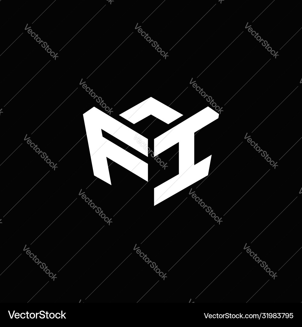 Fi logo monogram with emblem style ribbon design Vector Image