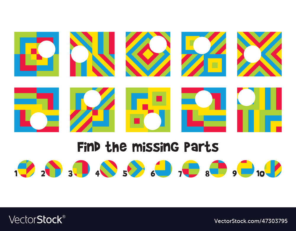 Find the missing parts matching game choose Vector Image