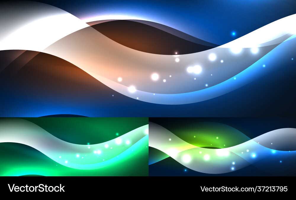 Flowing neon blue color waves abstract backgrounds