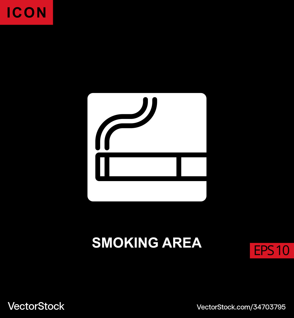Icon smoking area flat glyph or filled Royalty Free Vector