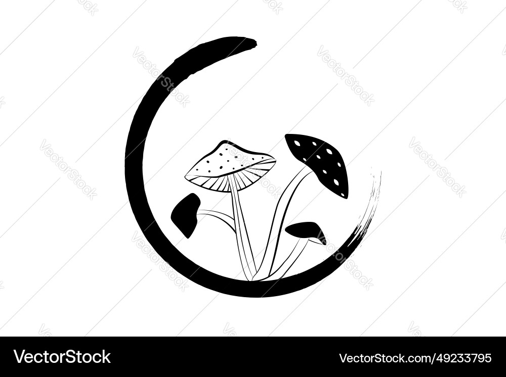 Mushroom logo design template circle sign Vector Image