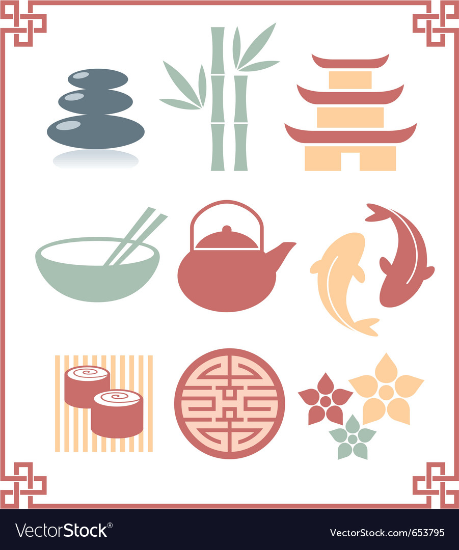 Oriental zen design elements Royalty Free Vector Image