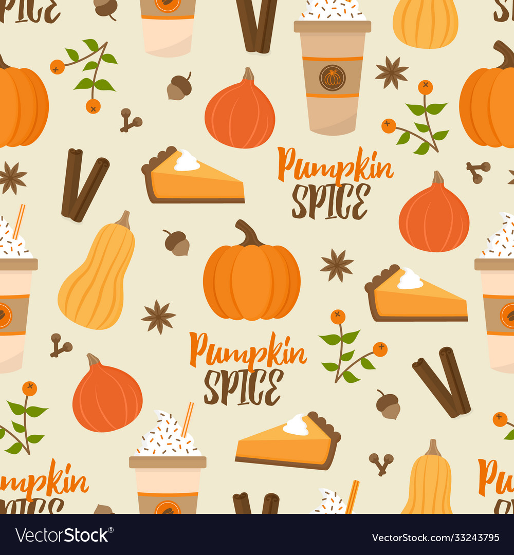 Pumpkin spice seamless pattern Royalty Free Vector Image