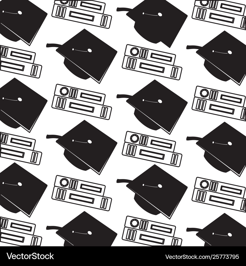 School graduation hat and books background Vector Image