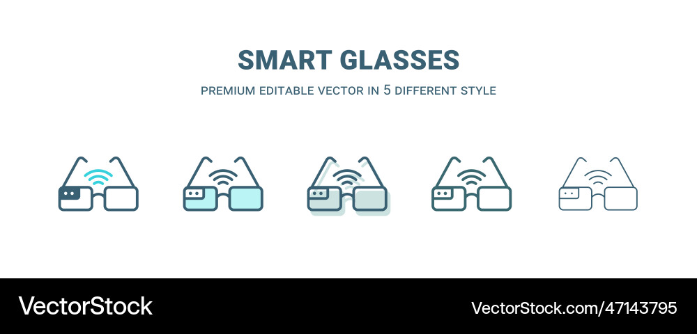 Smart glasses icon in 5 different style outline Vector Image