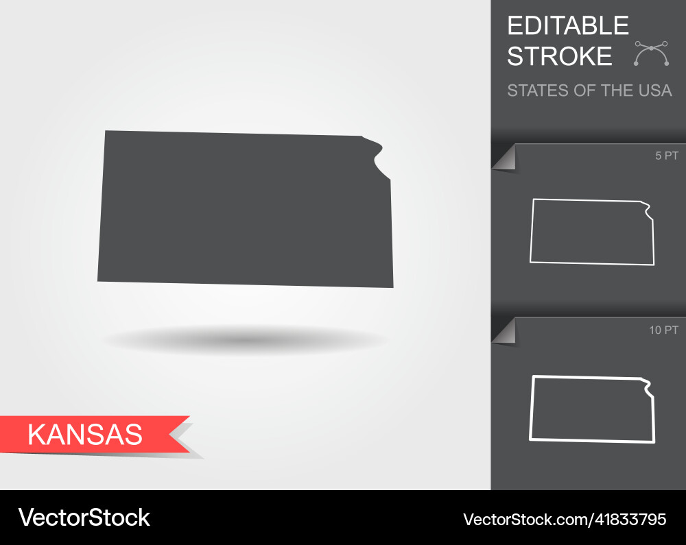 Stylized map of the us state kansas Royalty Free Vector