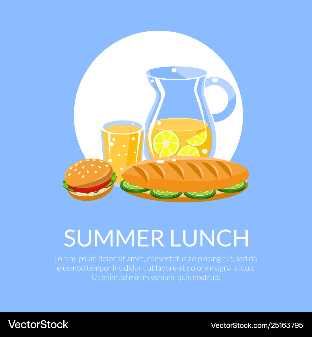 Summer lunch banner template with place for text Vector Image