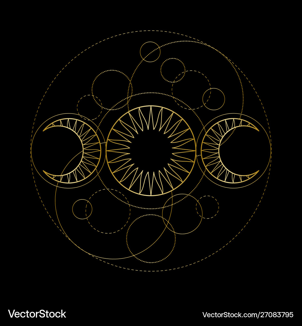 Triple moon magic and astronomy vecor symbol Vector Image