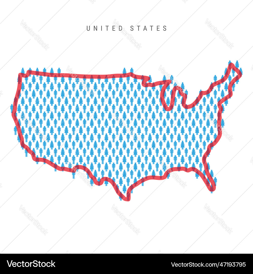 United states population map stick figures Vector Image