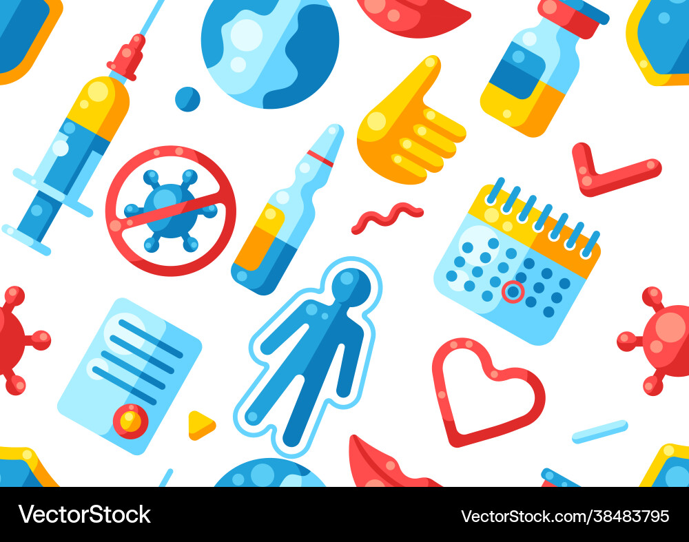 Vaccination seamless pattern with vaccine icons Vector Image