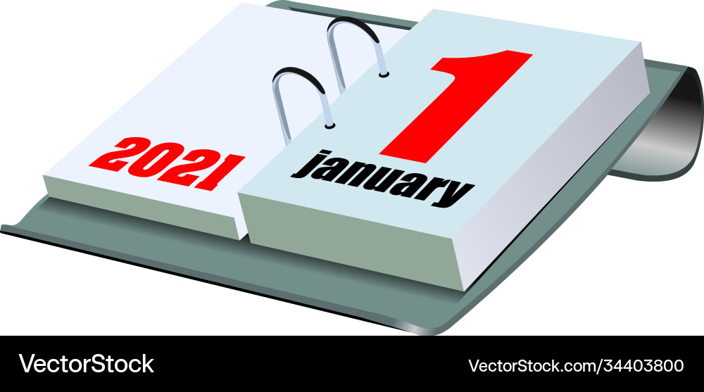 3d desk calendar 1 january Royalty Free Vector Image