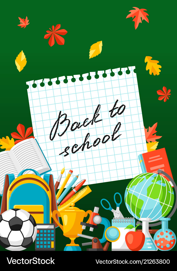 Back to school background with education items Vector Image