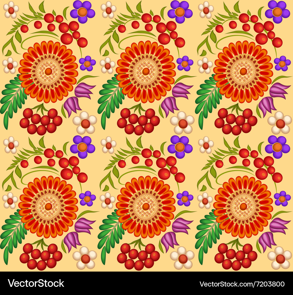 Background painted with flowers and berries Vector Image