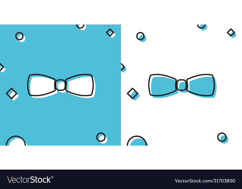 Black bow tie icon isolated on blue and white Vector Image