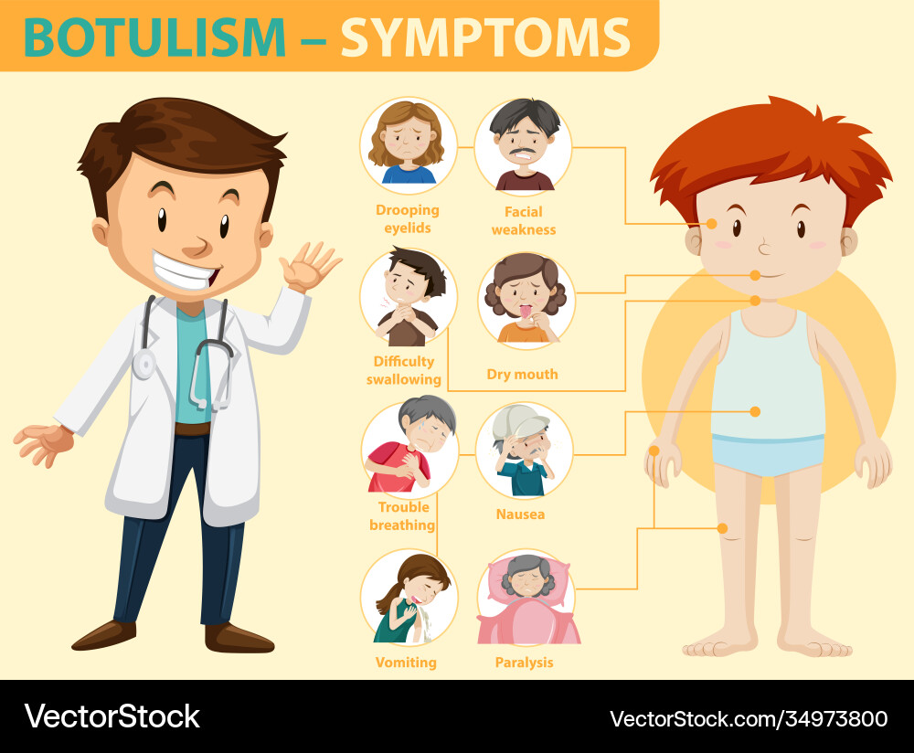Botulism symptoms information infographic Vector Image