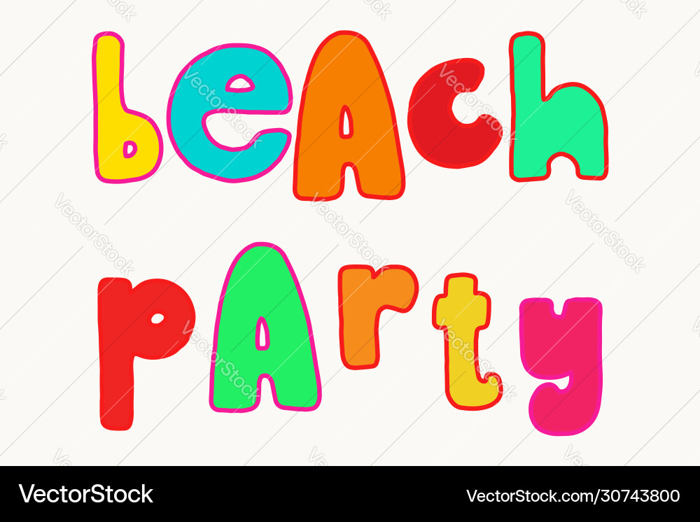 Bright summer beach party lettering Royalty Free Vector