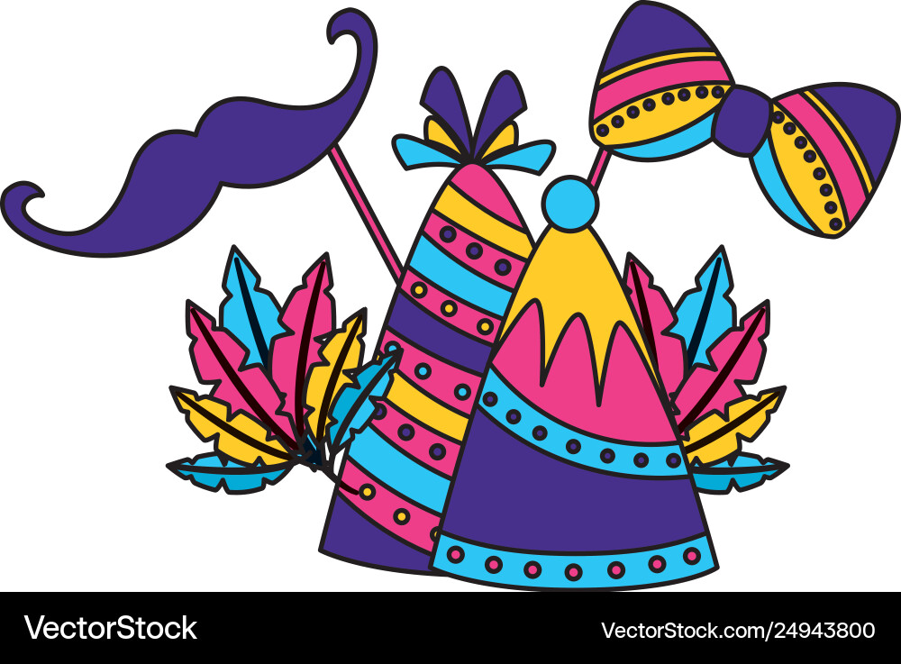 Carnival party hats feathers Royalty Free Vector Image