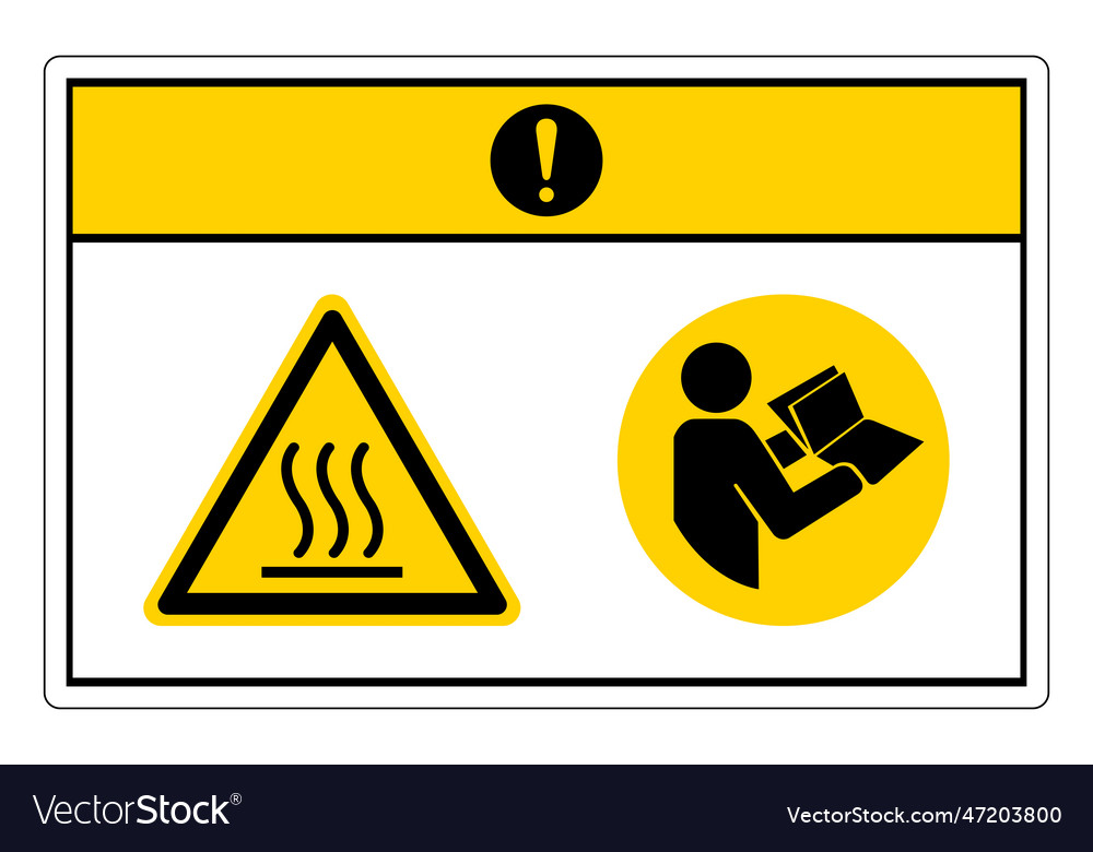 Caution hot surface refer instruction manual Vector Image