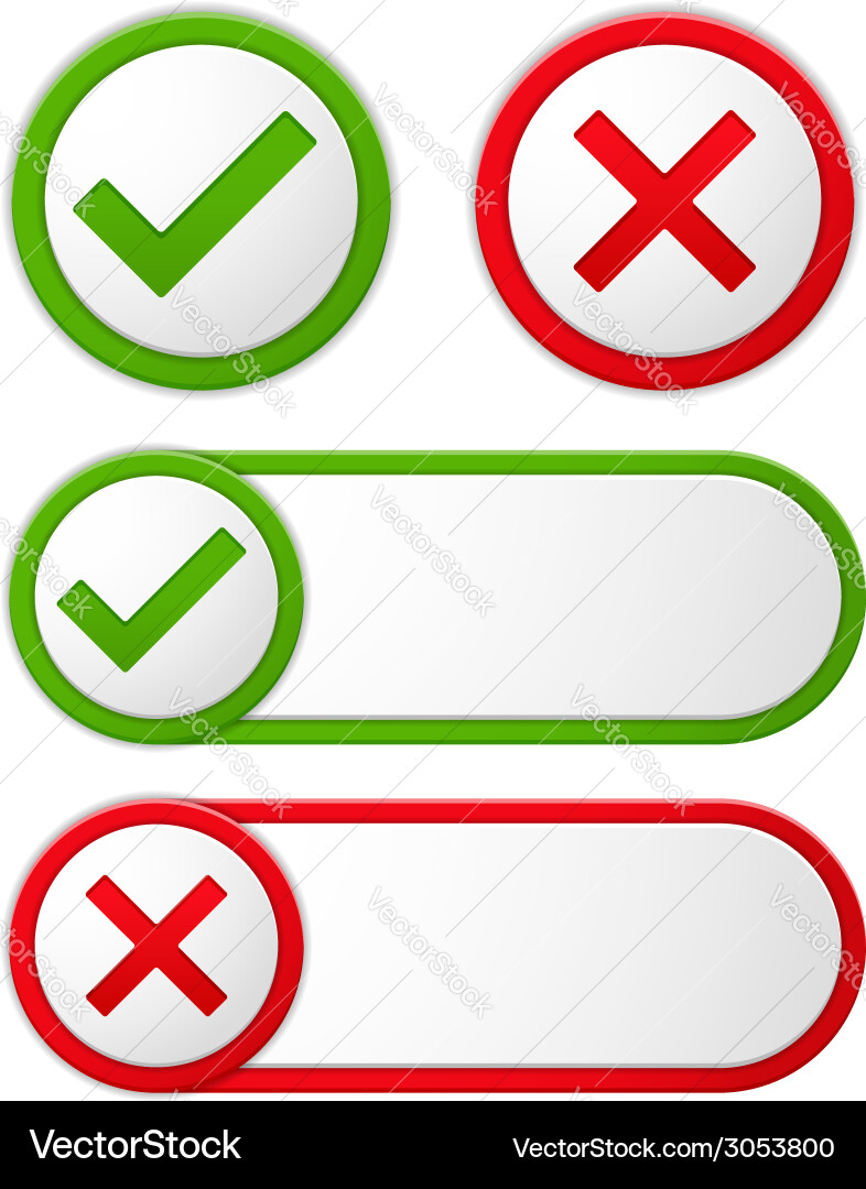Check and Cross Symbols Royalty Free Vector Image