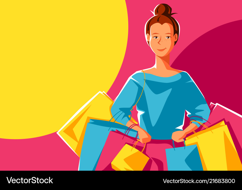 Cute girl with packages Royalty Free Vector Image