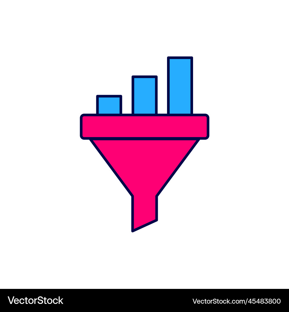 Filled outline sales funnel with chart Royalty Free Vector