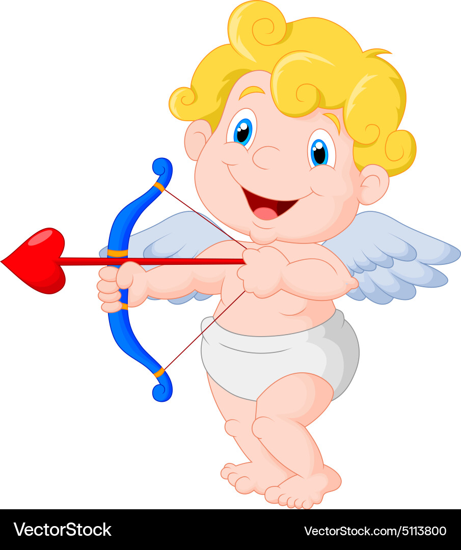Funny little cupid aiming at someone Royalty Free Vector