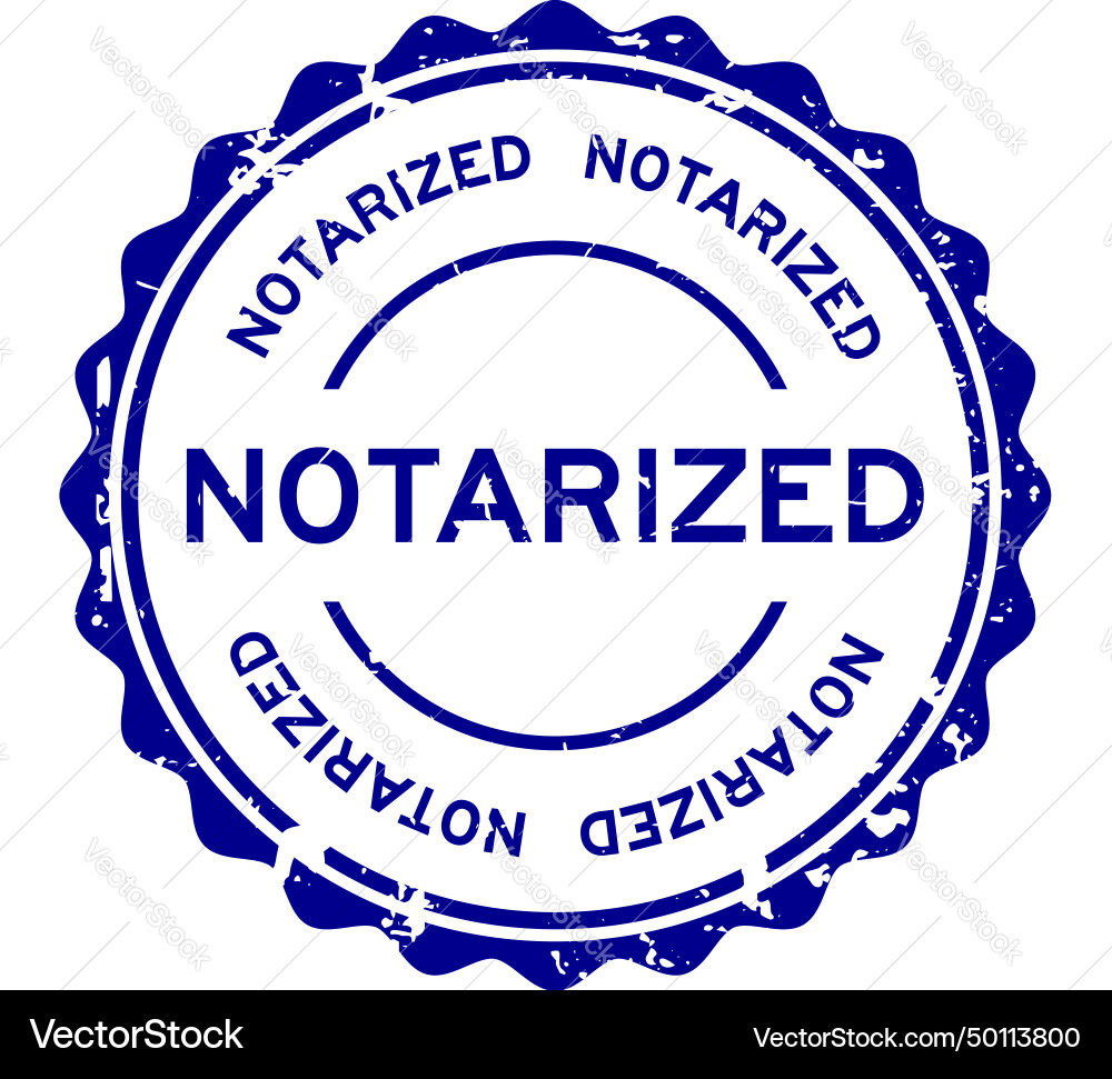 Grunge blue notarized word round rubber seal Vector Image