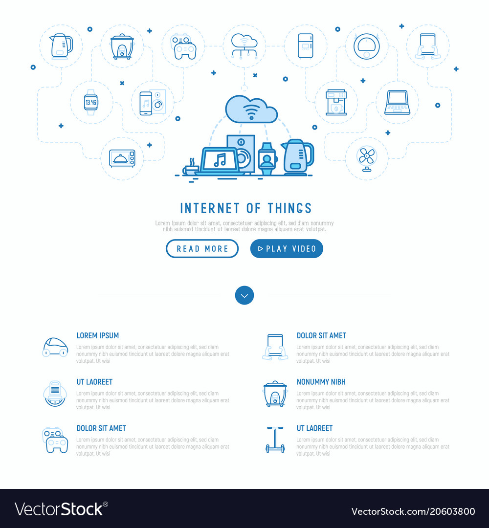 Internet of things concept with thin line icons Vector Image