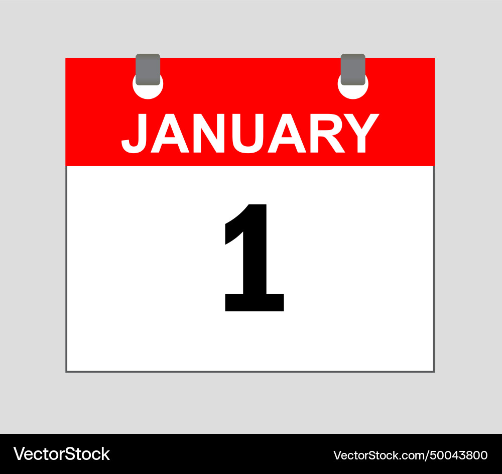 January first calendar icon red and white Vector Image