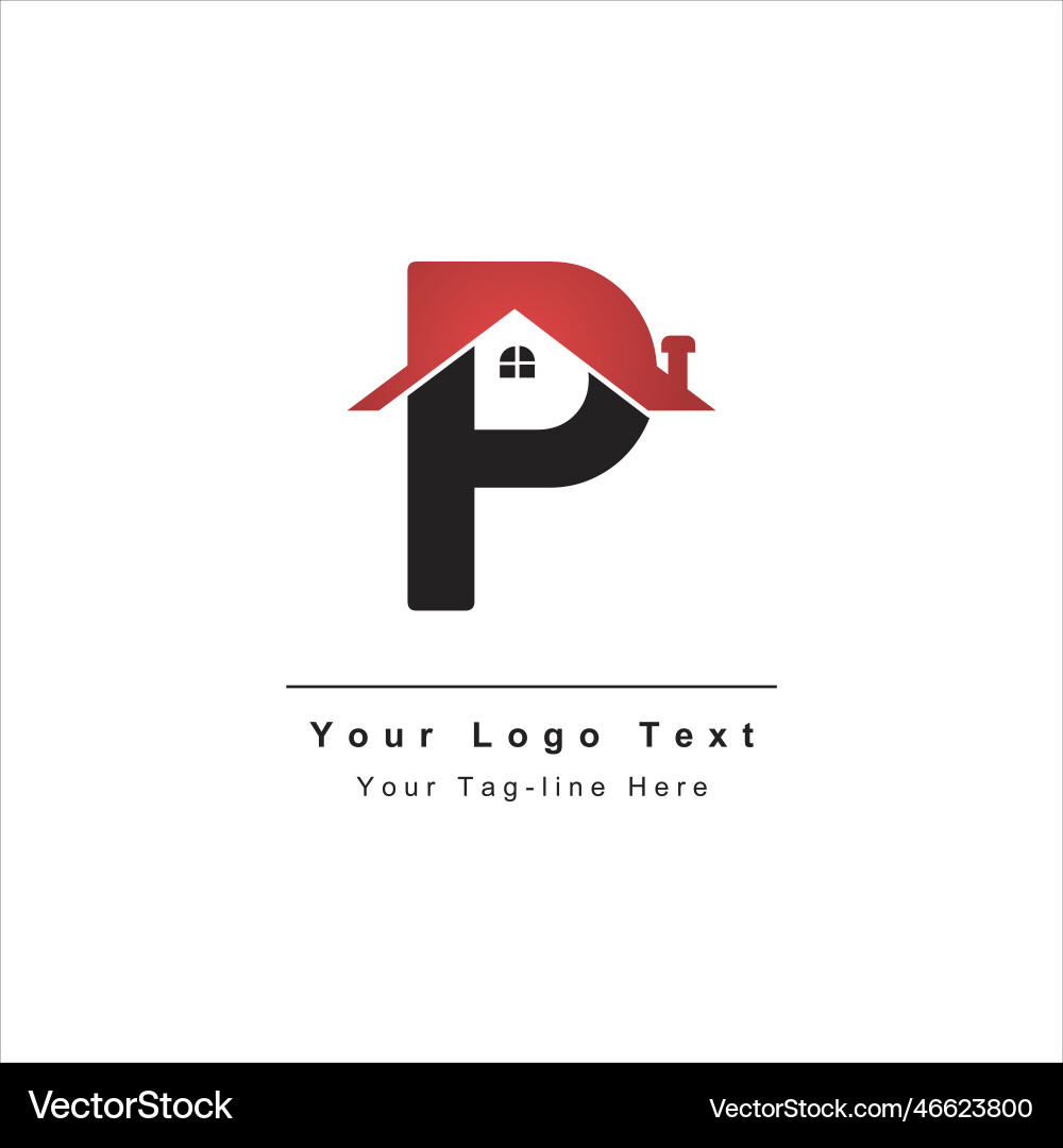 P initial logo with real estate icon design Vector Image