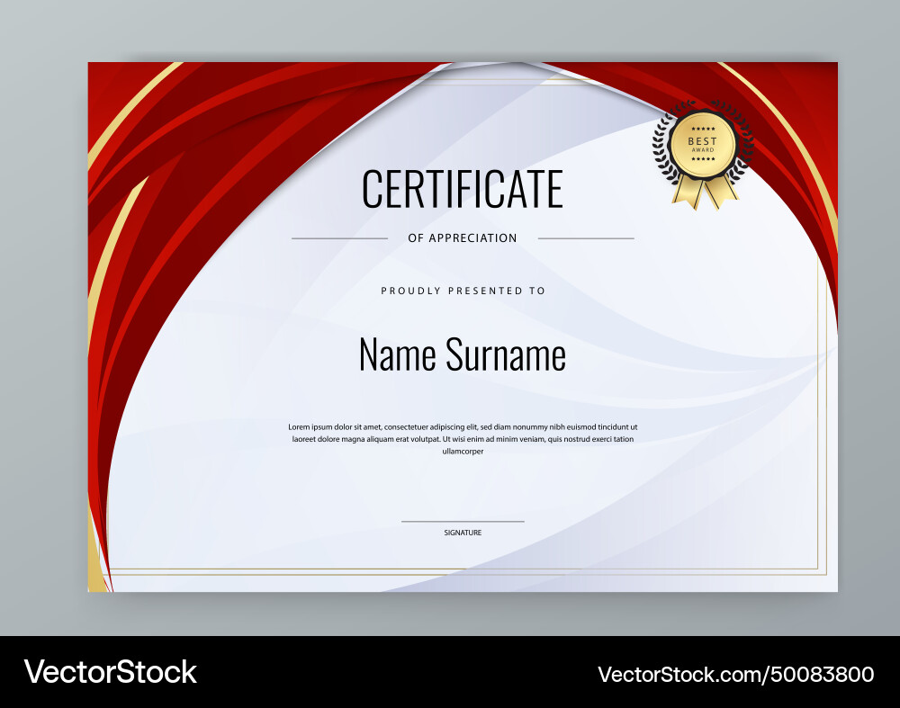 Red and gold certificate modern elegant Royalty Free Vector