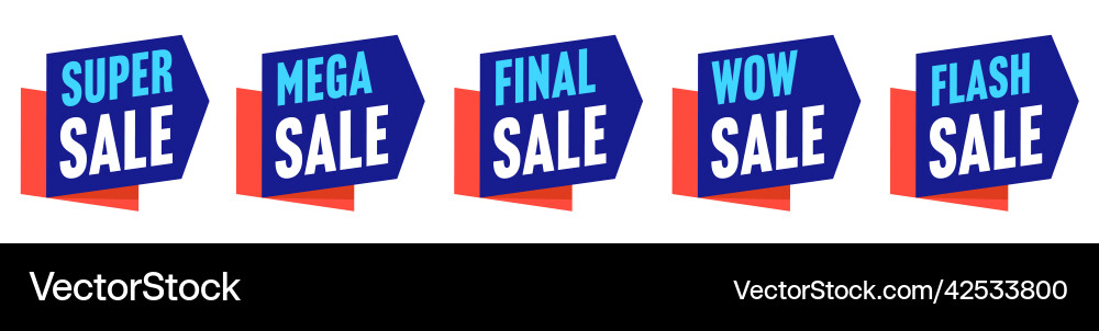 Sale sticker set with mega super discount Vector Image