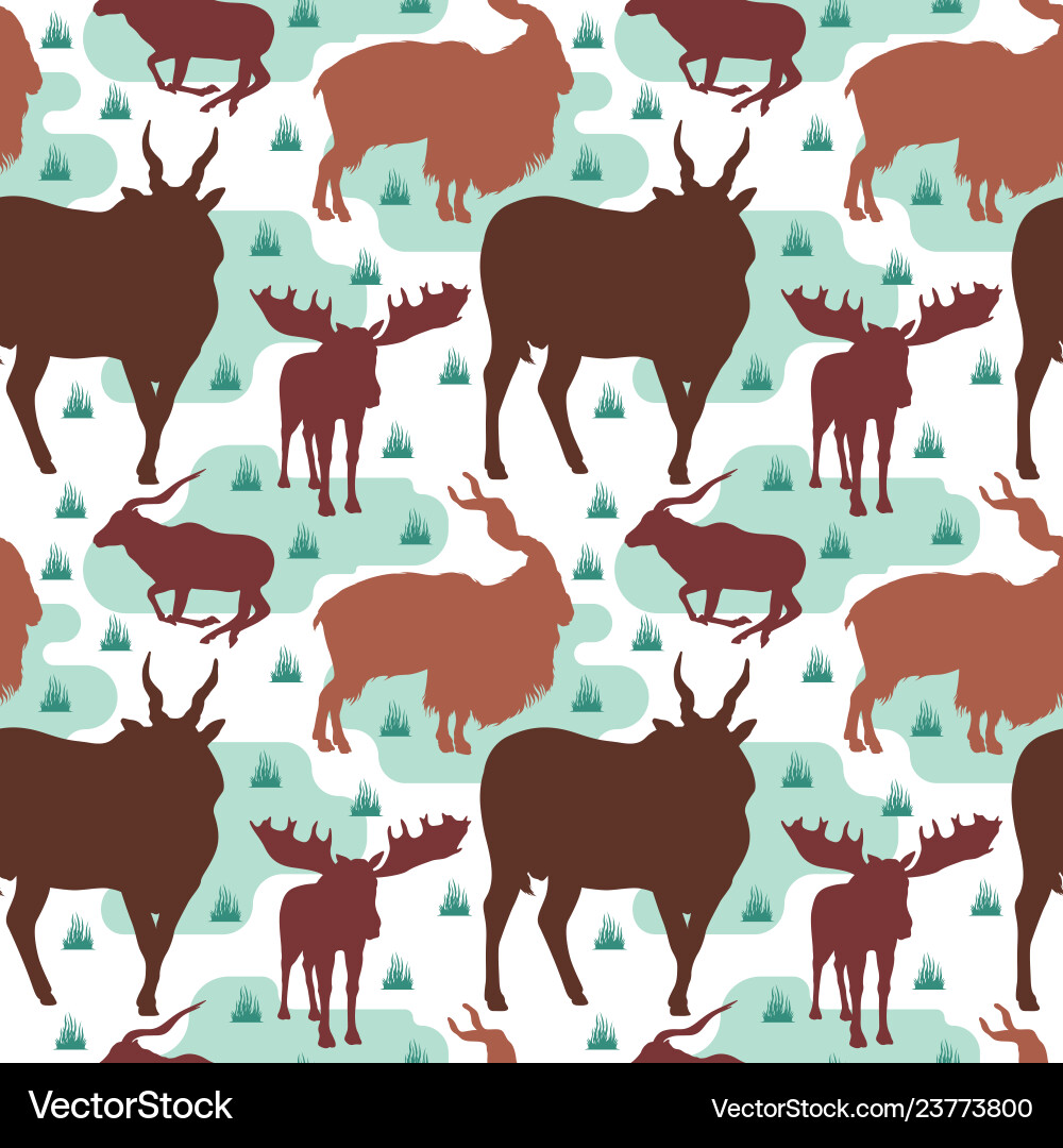 Seamless pattern repeatable of horned deer buck Vector Image