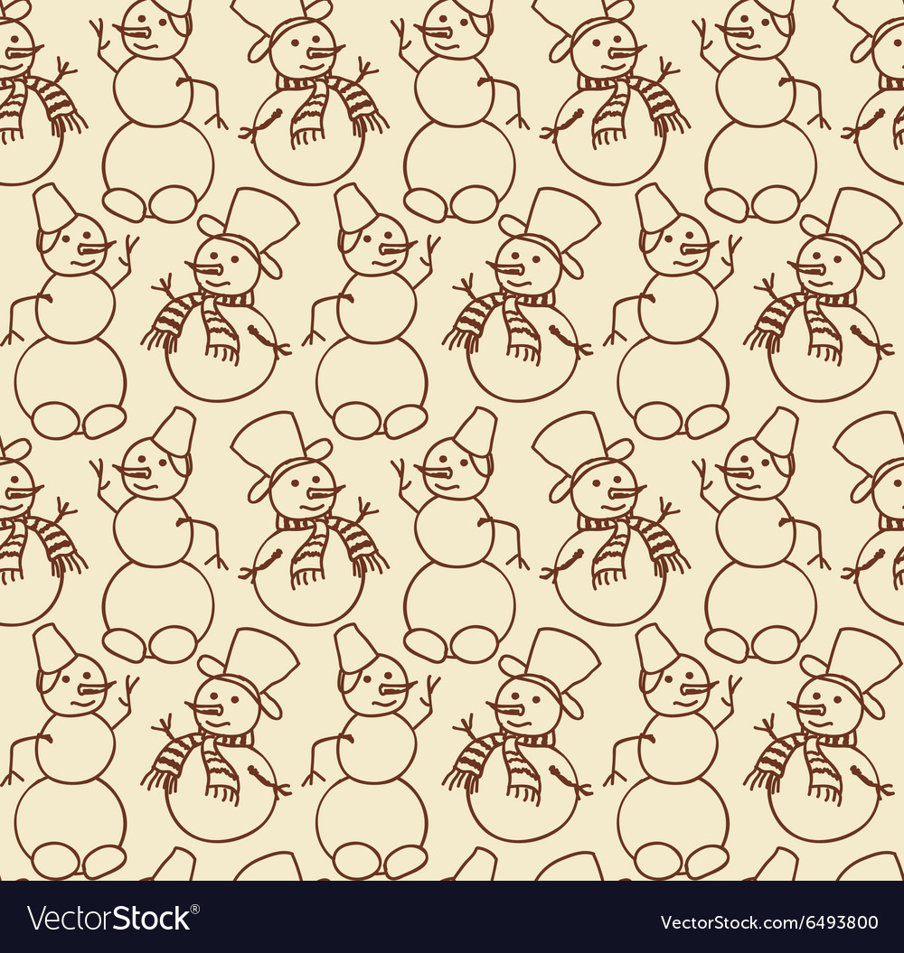 Snowman seamless doodles Royalty Free Vector Image