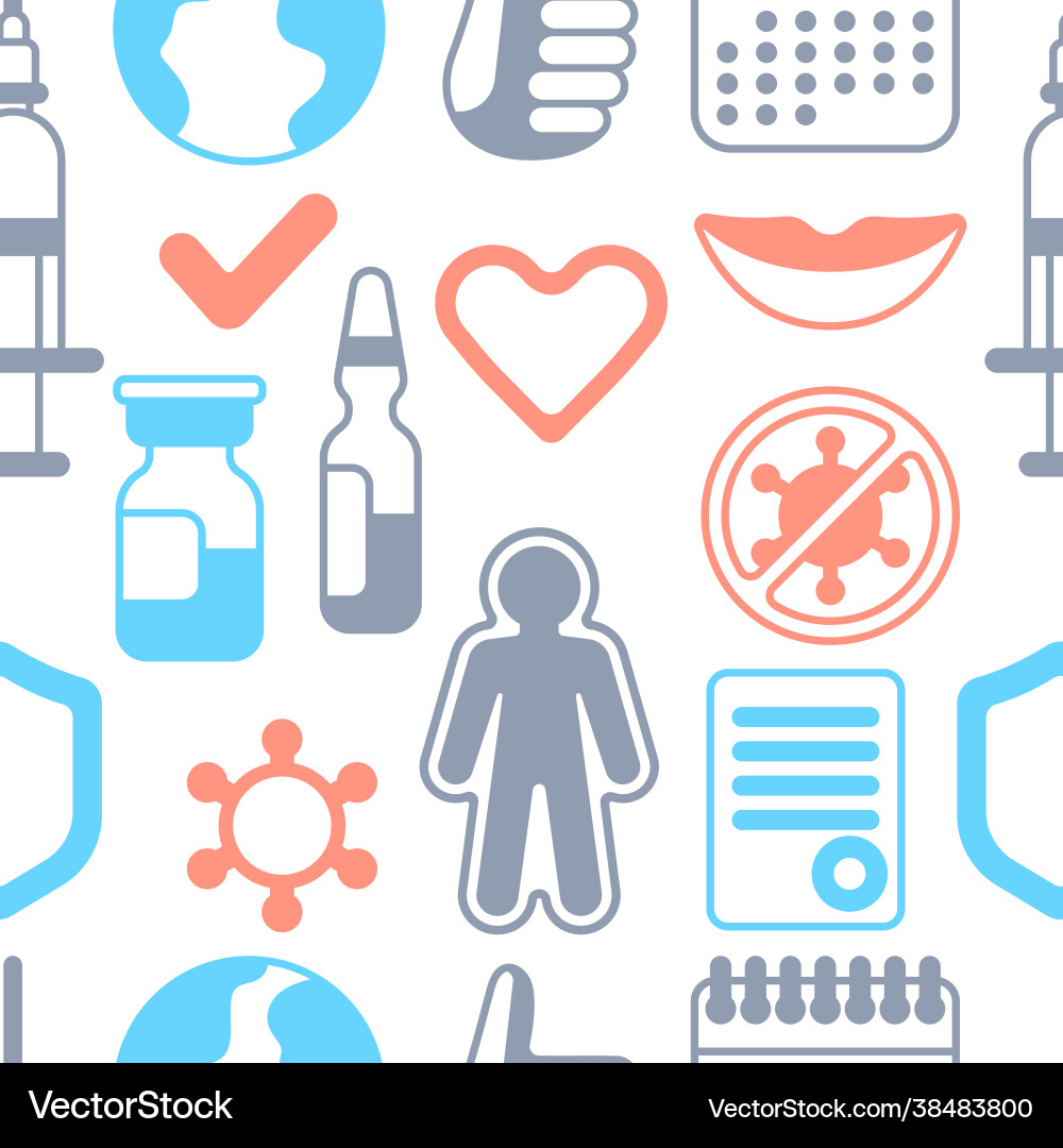 Vaccination seamless pattern with vaccine icons Vector Image