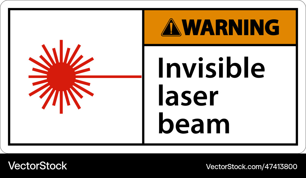 Warning sign invisible laser beam on white Vector Image
