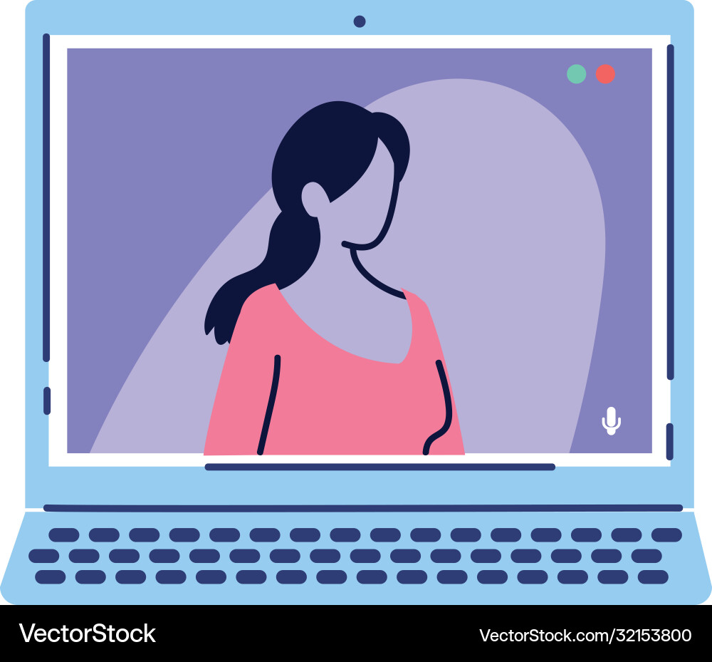 Woman on computer video call Royalty Free Vector Image