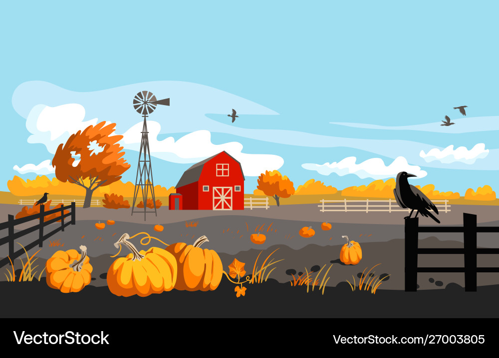 Autumn farm landscape Royalty Free Vector Image