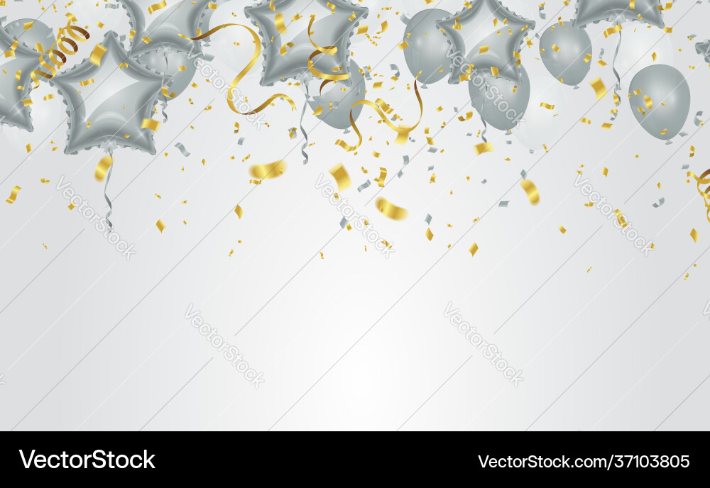 Celebration party banner with silver color Vector Image