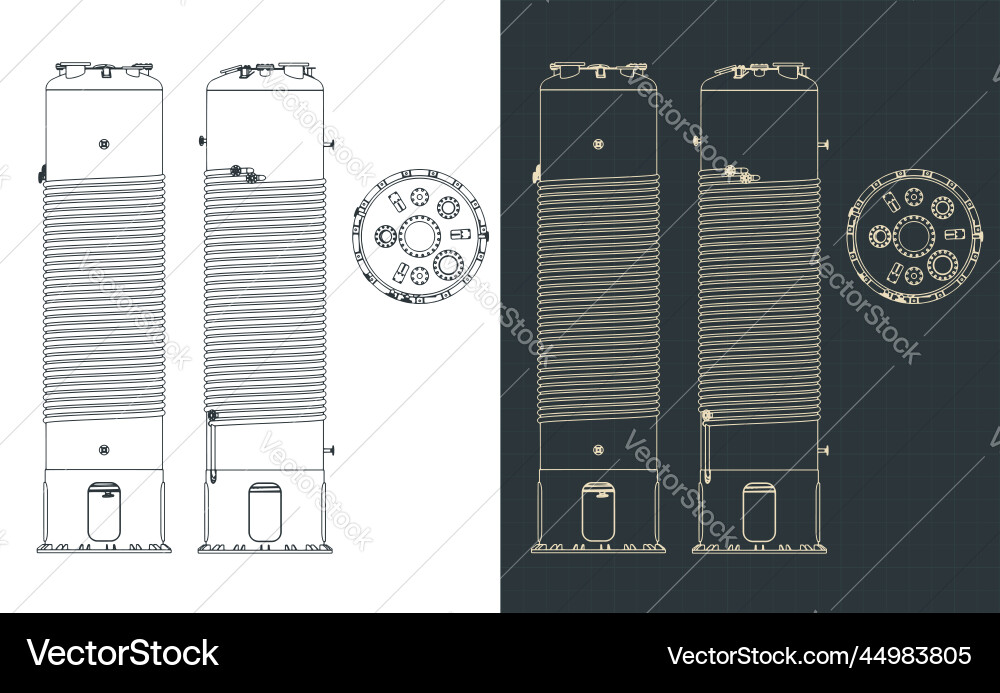 Chemical reactor blueprints Royalty Free Vector Image