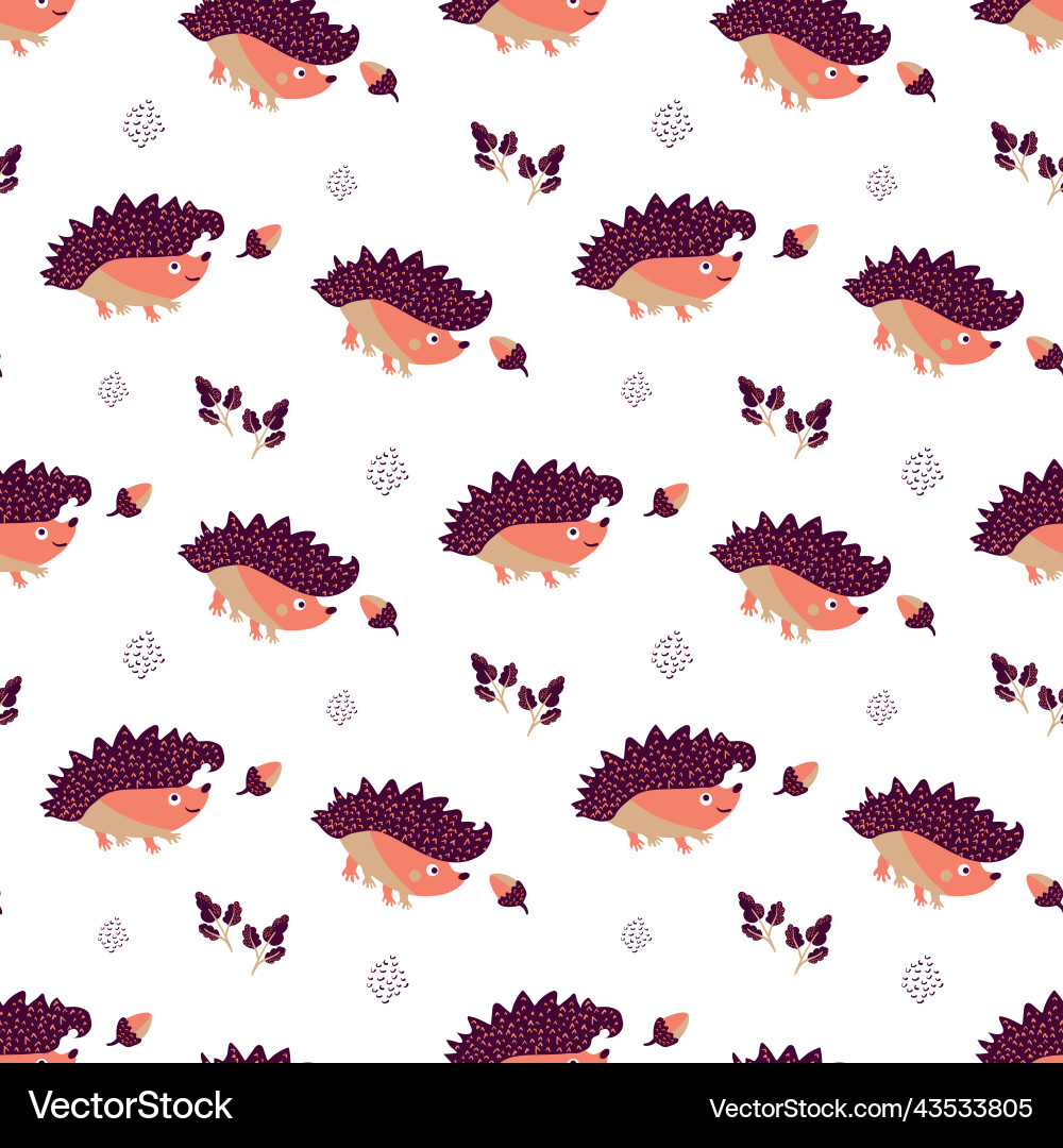 Cute spiky prickly hedgehog acorn Royalty Free Vector Image