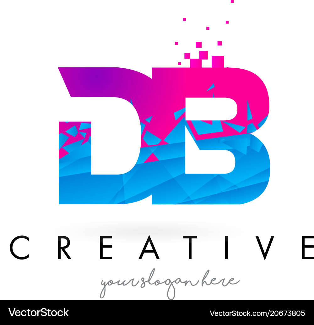 Db d b letter logo with shattered broken blue Vector Image