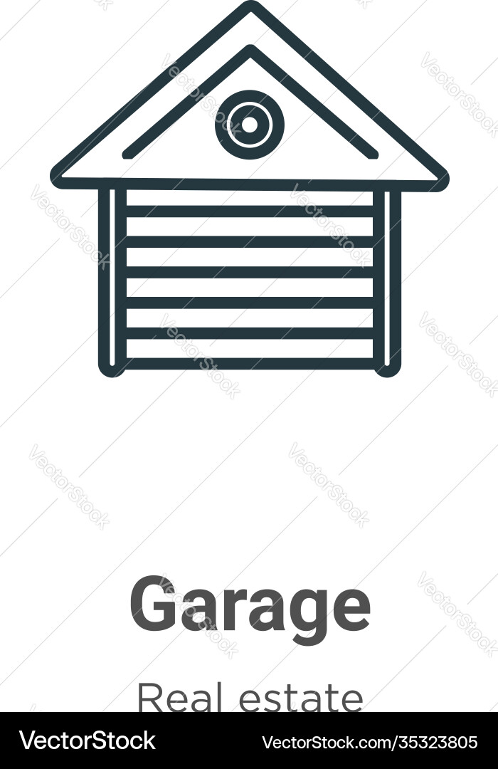 Garage outline icon thin line black icon Vector Image
