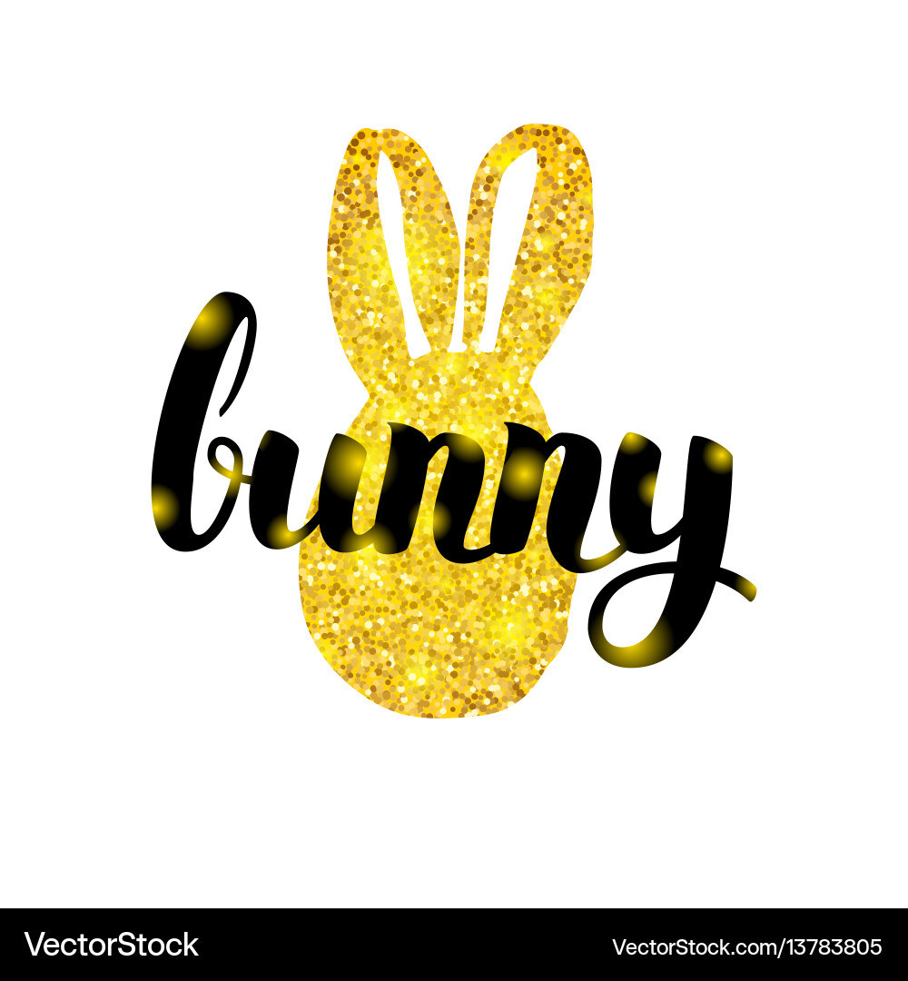 Gold easter bunny greeting Royalty Free Vector Image